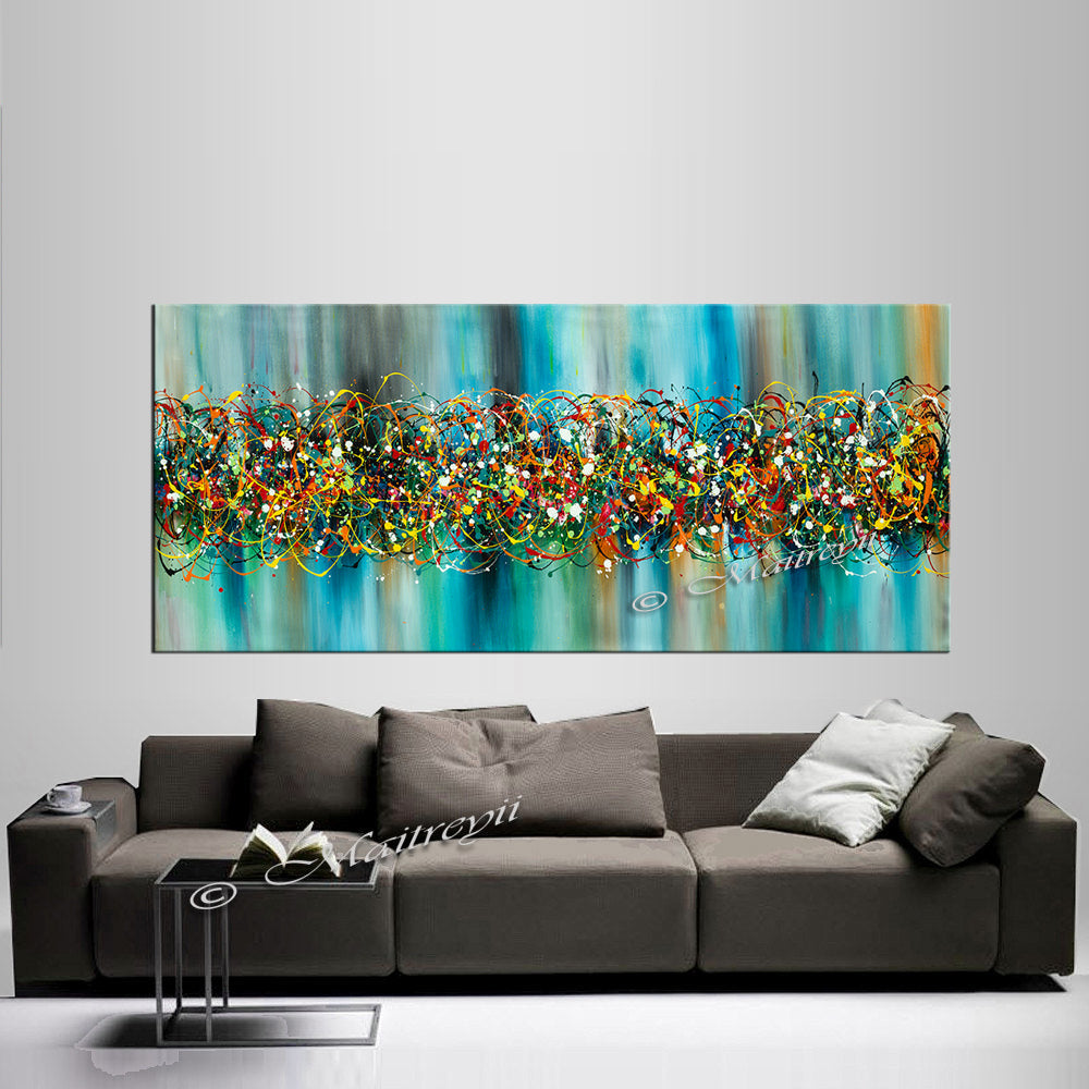 Jackson Pollock Signature style Painting, Extra large abstract art - B